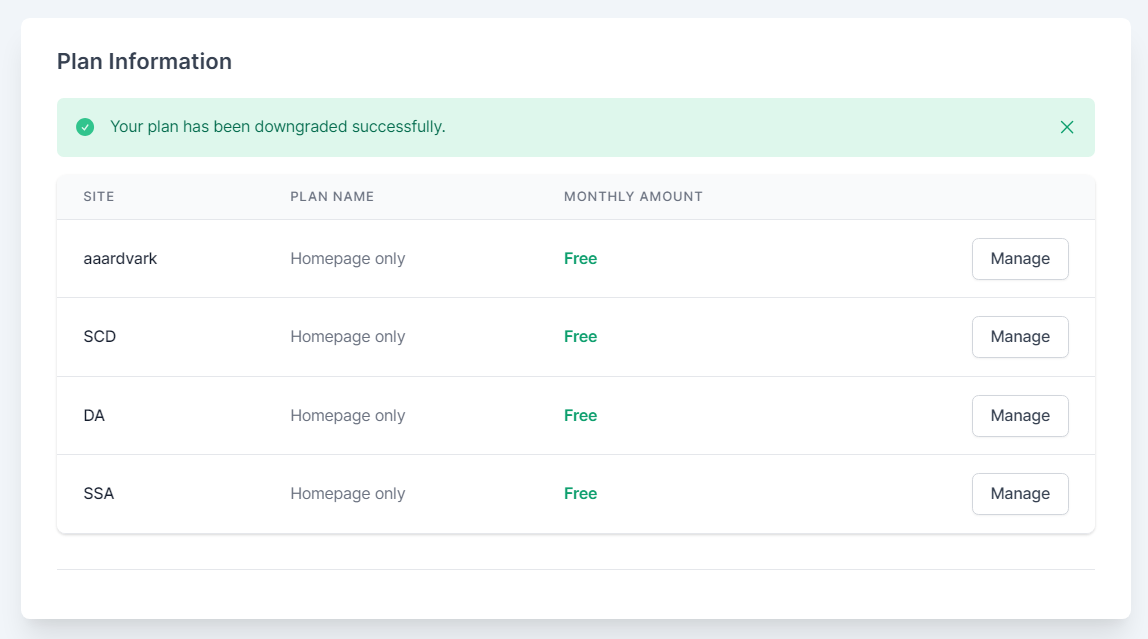 Plan & Billing - AAArdvark